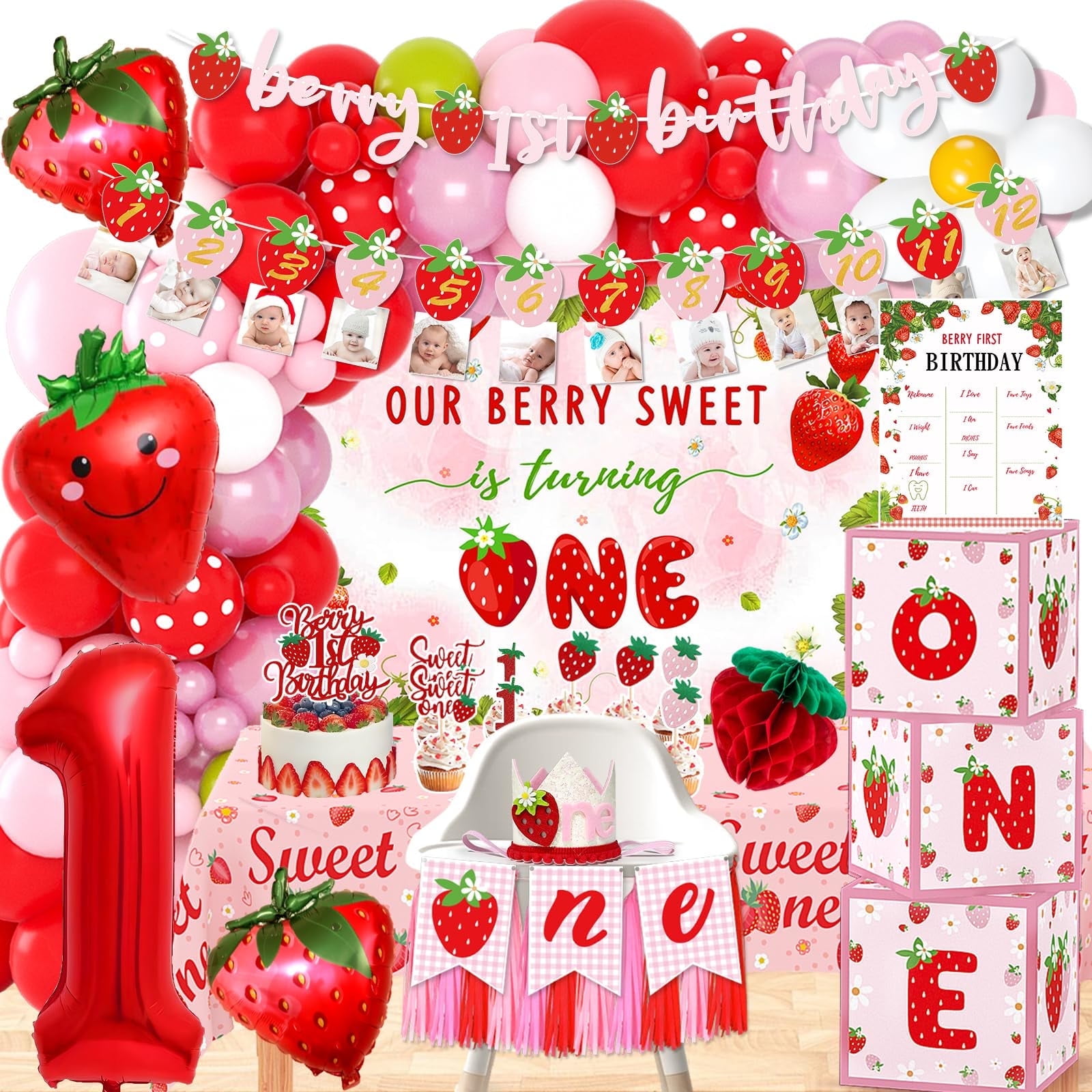 Berry First Birthday Decor, Strawberry 1st Birthday Decorations for ...