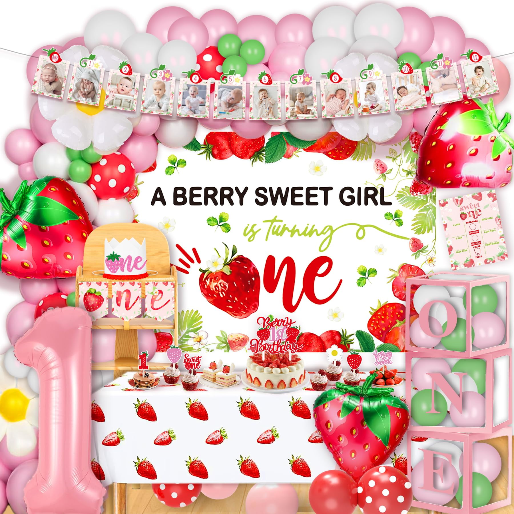 Berry First Birthday Decorations Strawberry 1st Birthday Party for ...