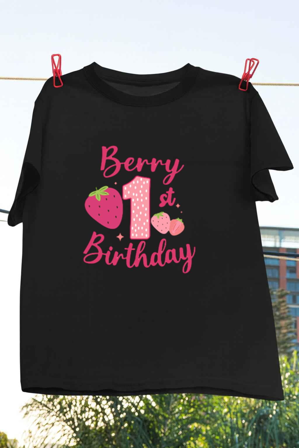 Berry First Birthday Strawberry Sweet One 1st Bday Party Unisex T-Shirt ...