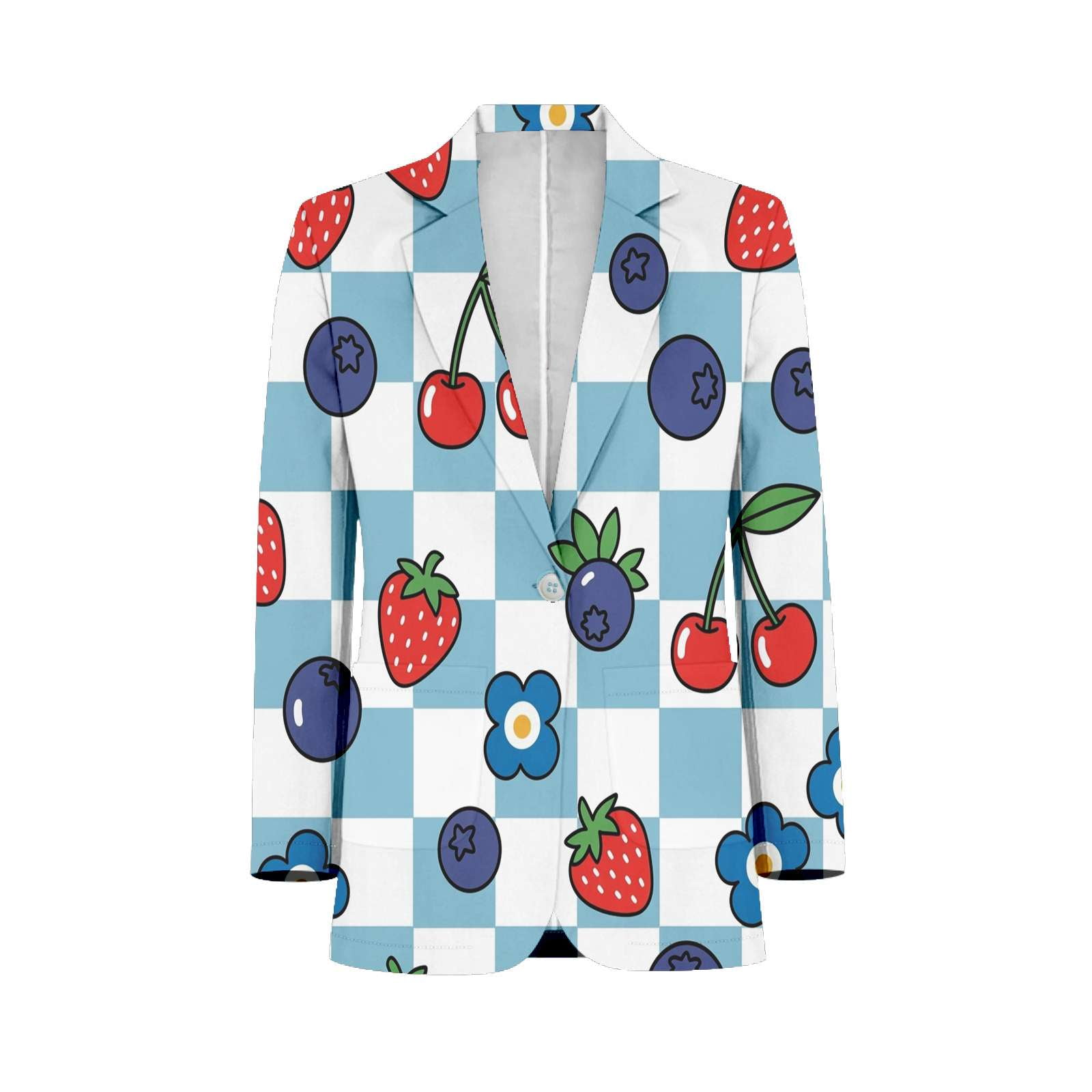Berry Floral Checkered Pattern Mens Suits Shawl Collar Slim Fit Suit ...