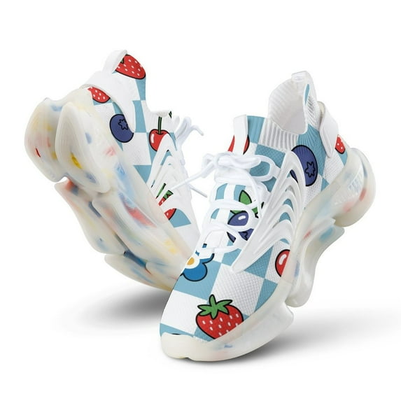 Berry Floral Checkered Pattern Walking Shoes for Men Woman Lightweight ...