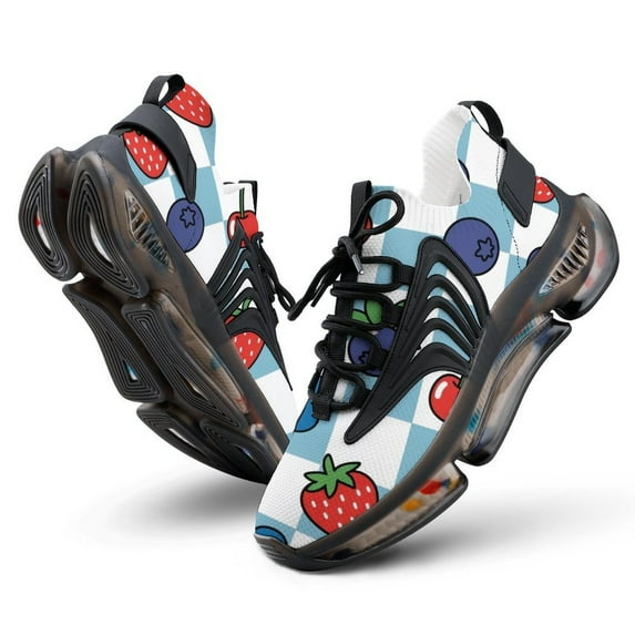 Berry Floral Checkered Pattern Walking Shoes for Men Woman Lightweight ...