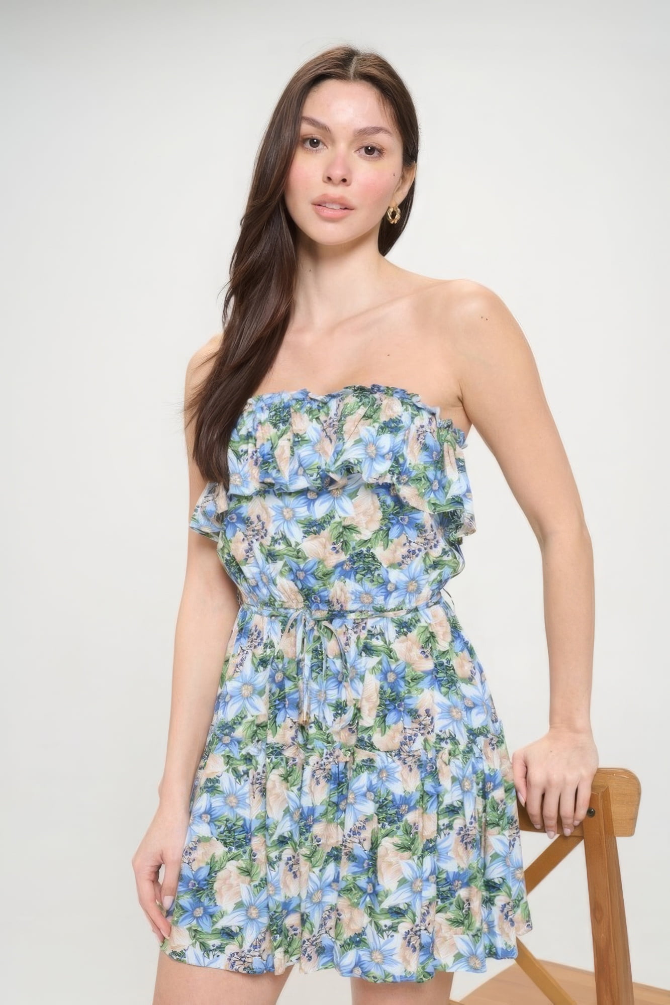 Berry Flower Ruffle Tube Top Mini Dress - Walmart.com