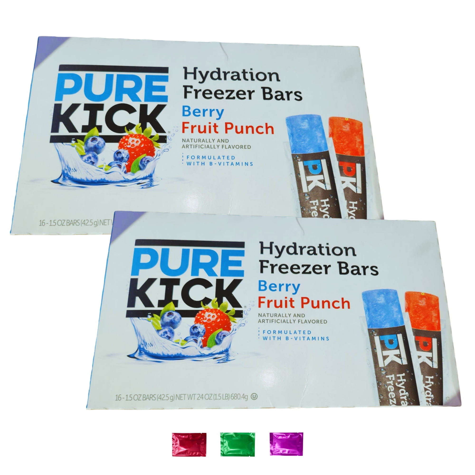 Pure Kick Berry Fruit Punch Hydration Candy Pop Bars 32 Pops Total 2 ...