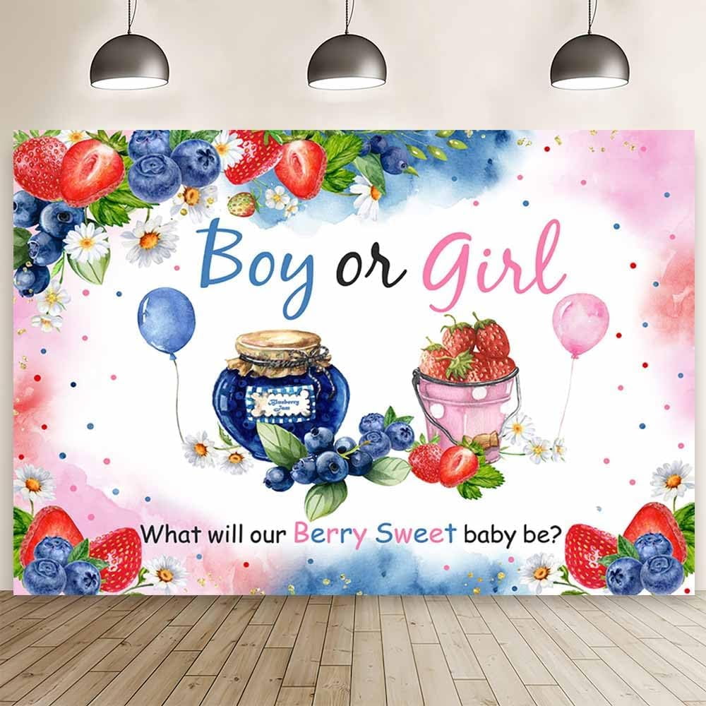 Berry Gender Reveal Backdrop Boy or Girl What Will Our Berry Sweet Baby ...