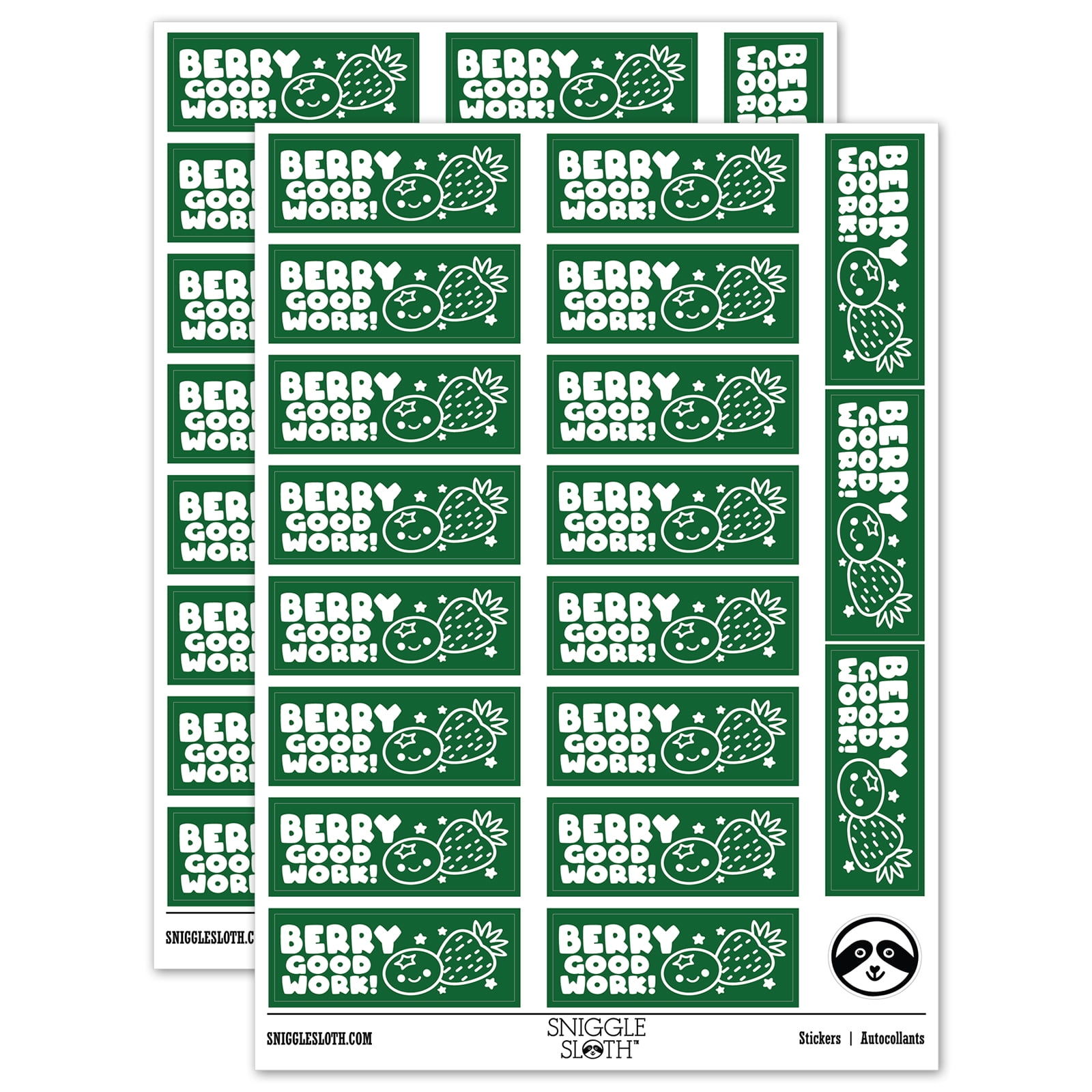Berry Good Work Berries Teacher Student School Sticker Set - Dark Green ...