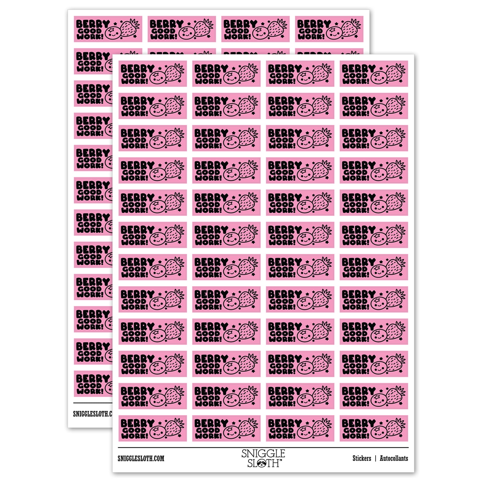 Berry Good Work Berries Teacher Student School Sticker Set - Light Pink ...