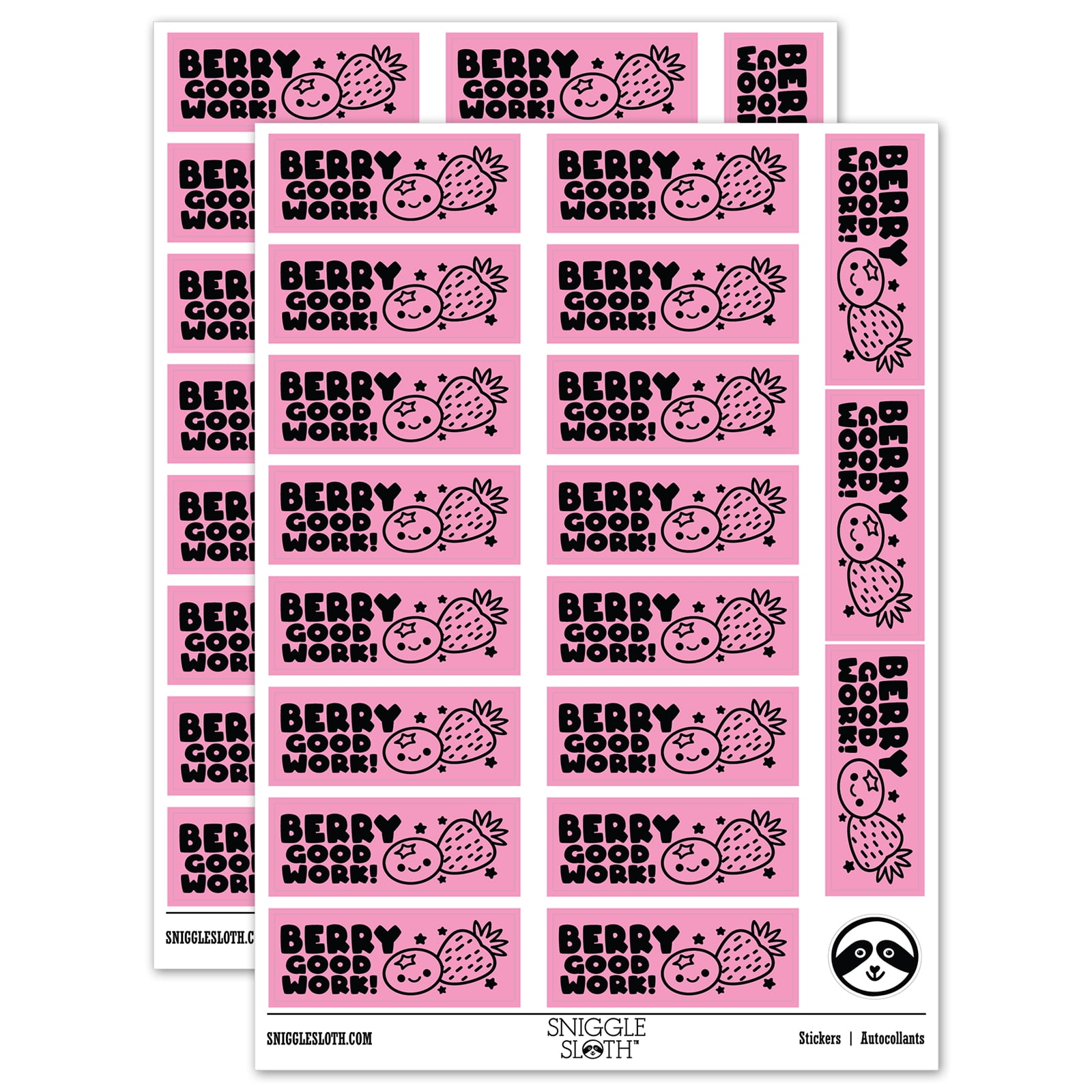 Berry Good Work Berries Teacher Student School Sticker Set - Light Pink ...