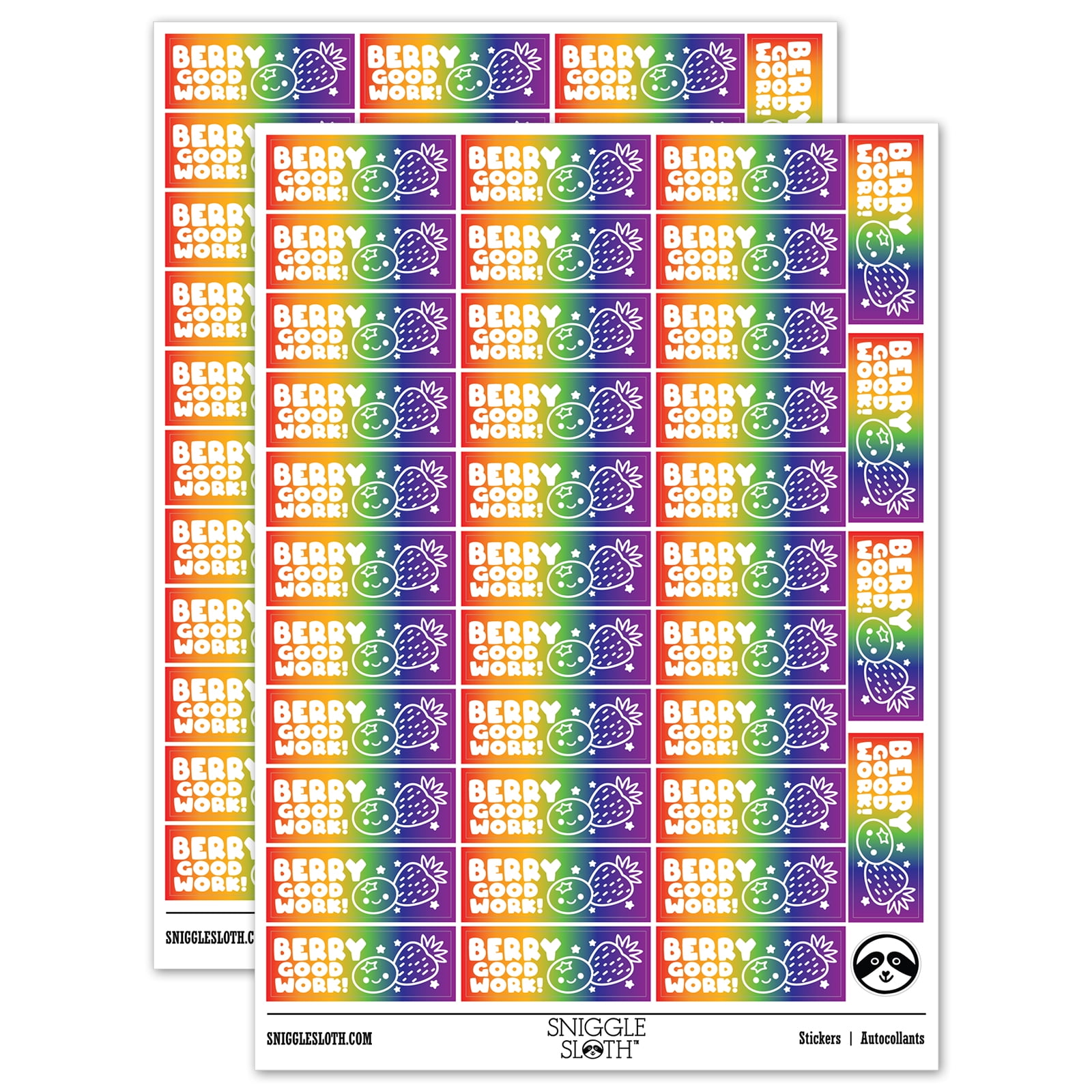 Berry Good Work Berries Teacher Student School Sticker Set - Rainbow ...