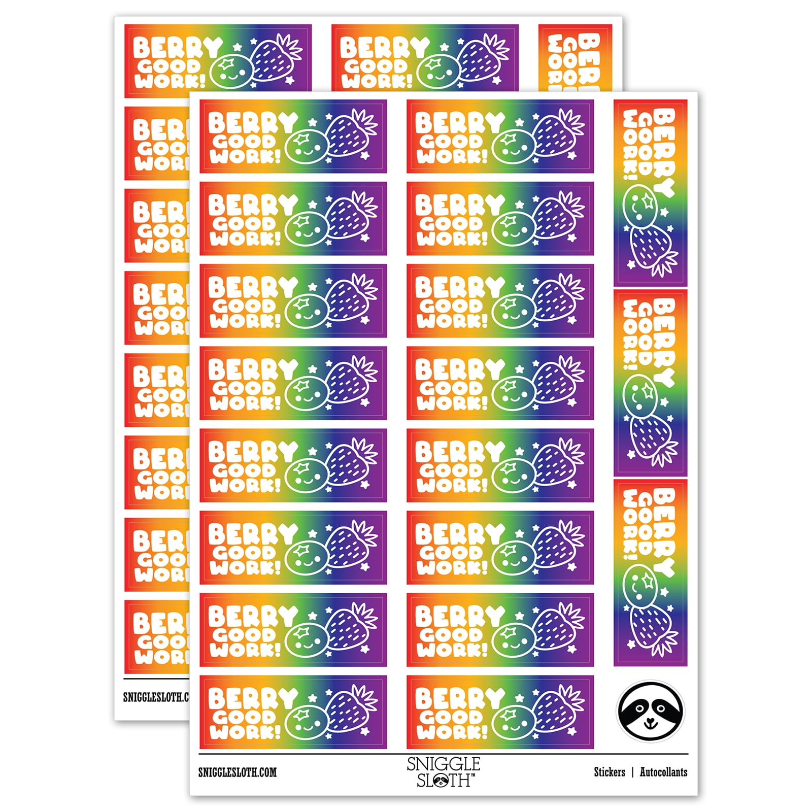 Berry Good Work Berries Teacher Student School Sticker Set - Rainbow ...