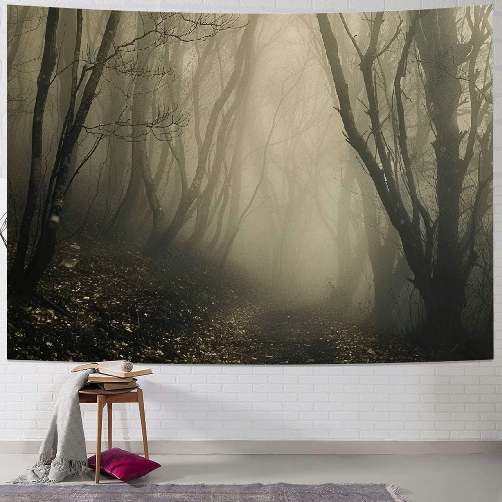 Berry Horror Haunted Forest Tapestry Thick Mysterious Fog Gothic Decor ...