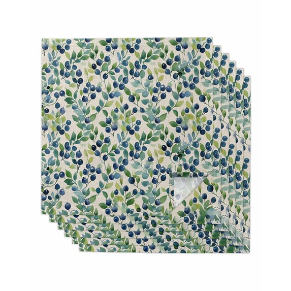 Berry Leaves Cloth Napkins Set of 6 Reusable Dinner Napkins, Farmhouse ...