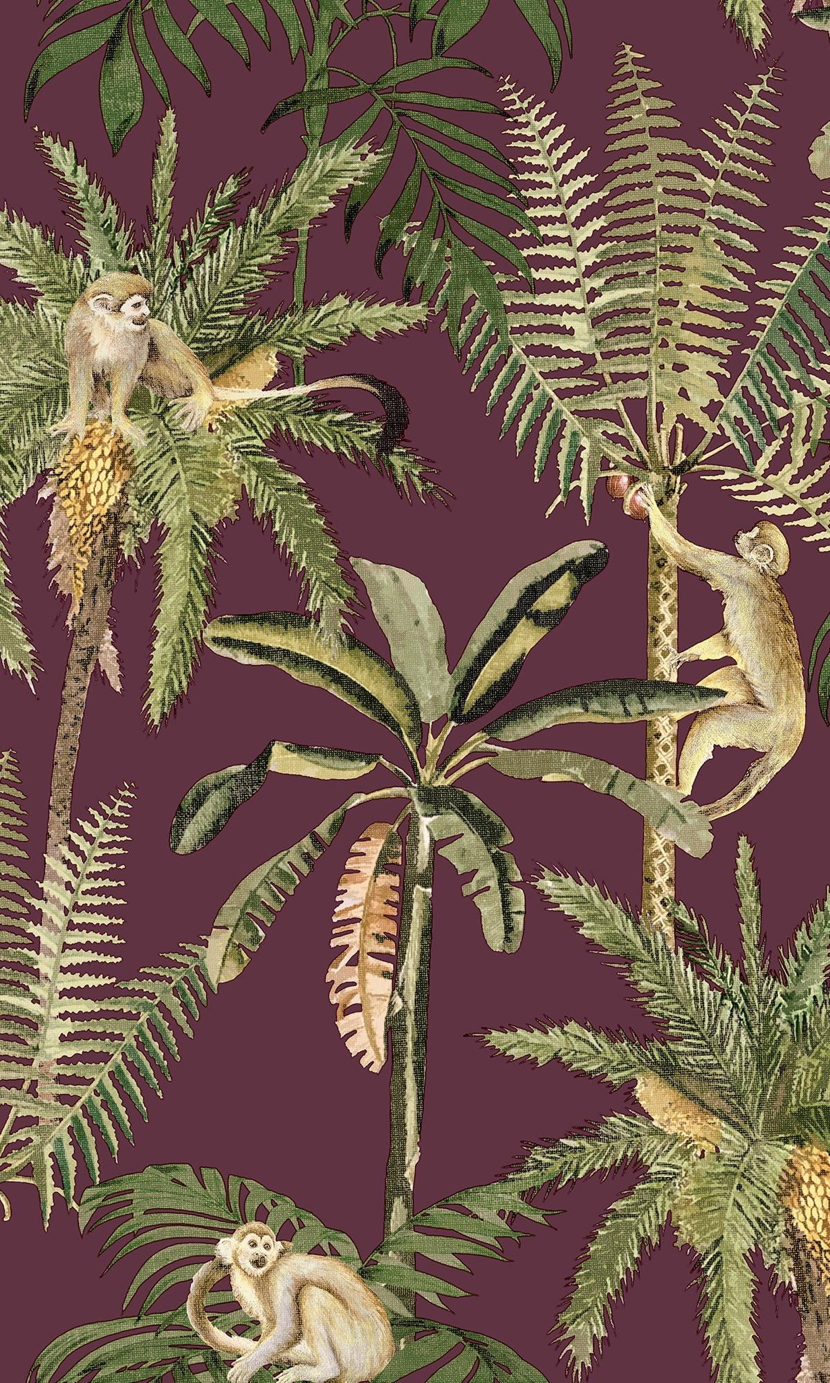 Berry Monkey Climbing in the Trees Tropical Wallpaper - Walmart.com