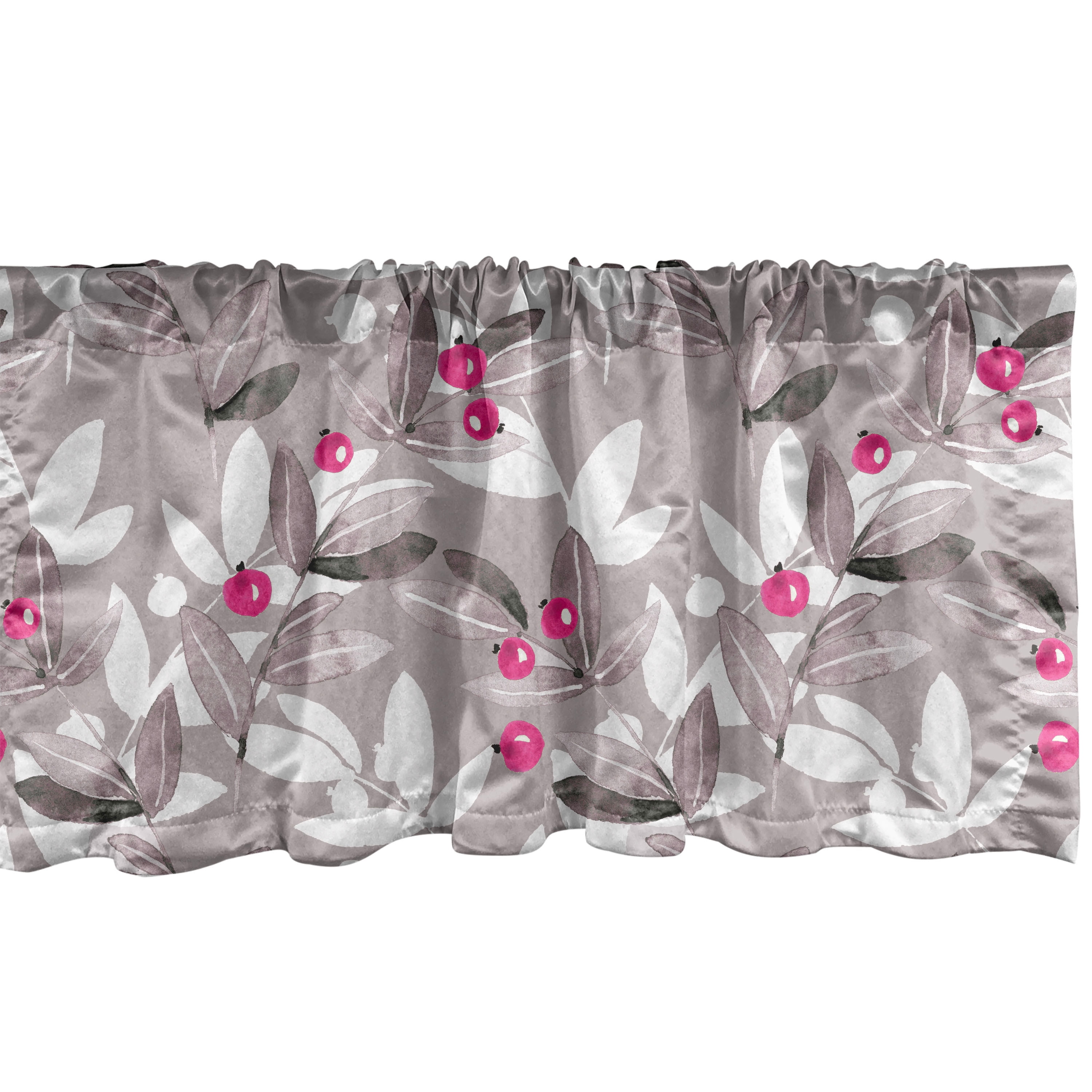 Berry Pattern Window Valance, Modern Neutral Colors Boho Leafy Pattern ...