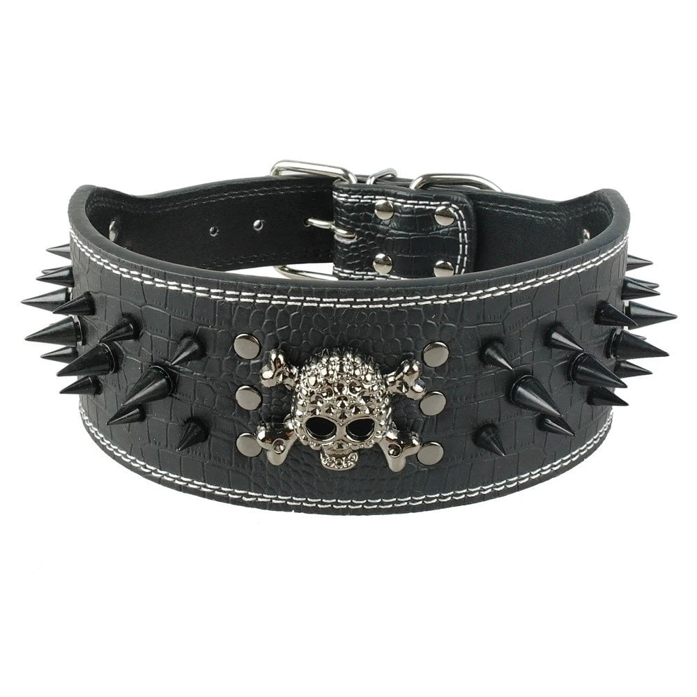 Berry Pet 3 Inch AIF4 Width Black Sharp Spiked Studded Leather Dog ...