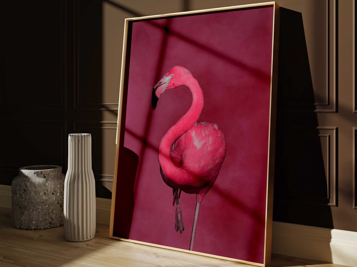 Berry Pink Flamingo Wall Art Print, Colorful Wall Art, Flamingo Poster ...