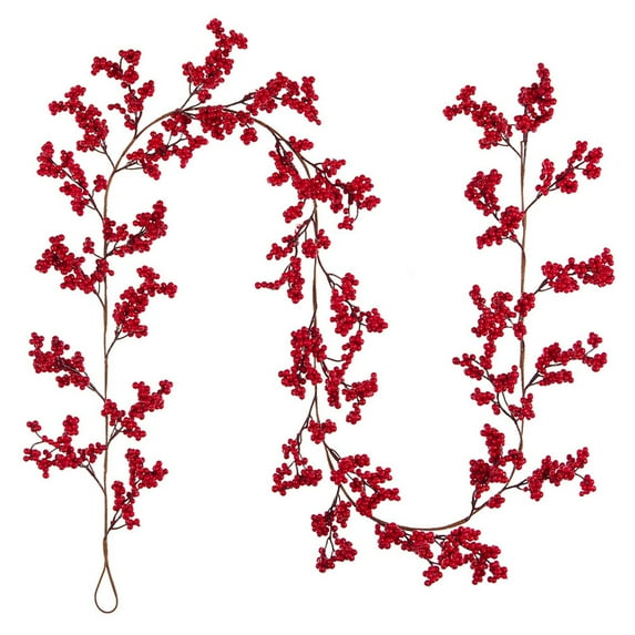 Berry String Christmas Garland Lighted Berry Indoor Artificial Garland ...