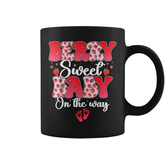 Berry Sweet Baby On The Way Strawberry Pregnancy Gender Coffee Mugs ...