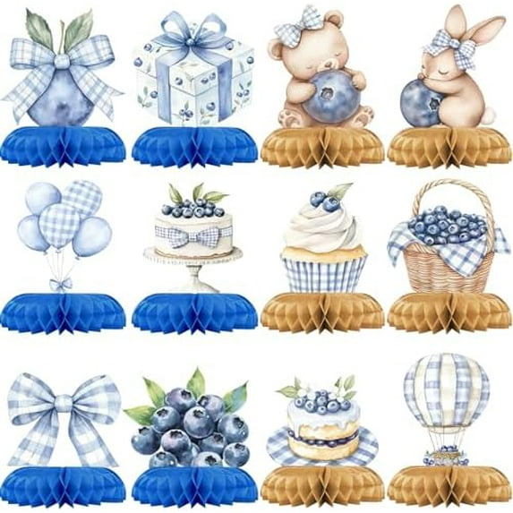 Berry Sweet Baby Shower Centerpieces – 12 PCS Blueberry Honeycomb Table ...