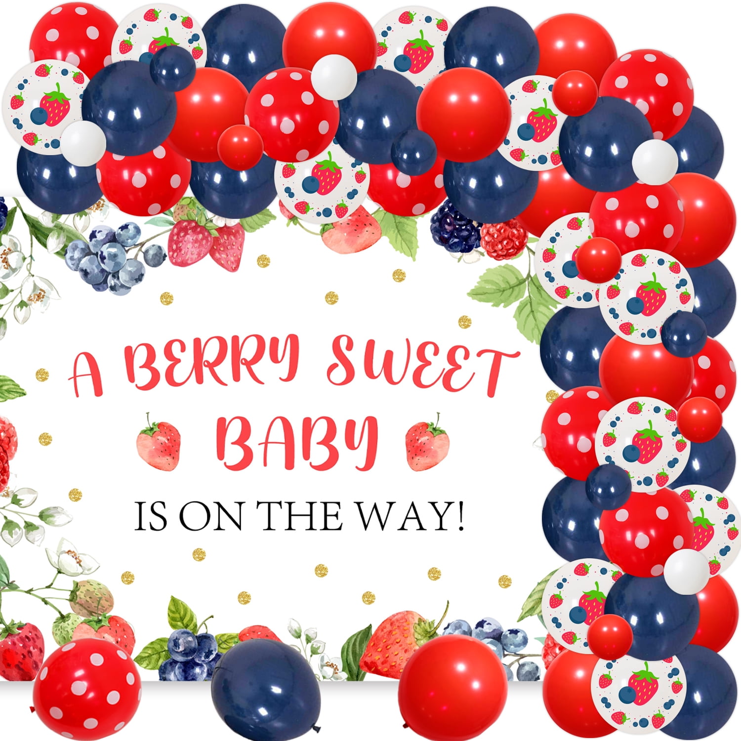 Berry Sweet Baby Shower Decorations, Blueberry Strawberry Balloon ...