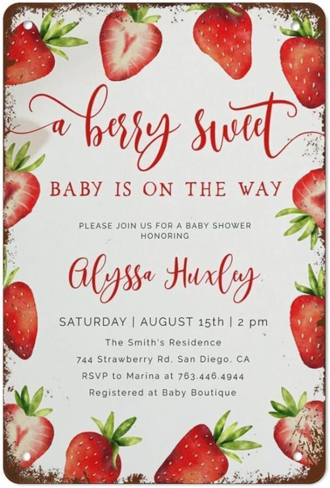 A Berry Sweet Baby is On The Way Vintage Metal Aluminum Tin Sign Door ...