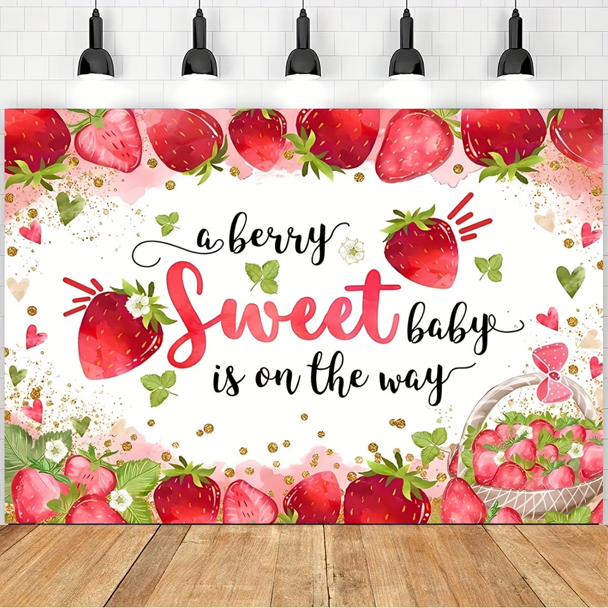 Berry Sweet Baby is On The Way Strawberry Themed Party Backdrop ...