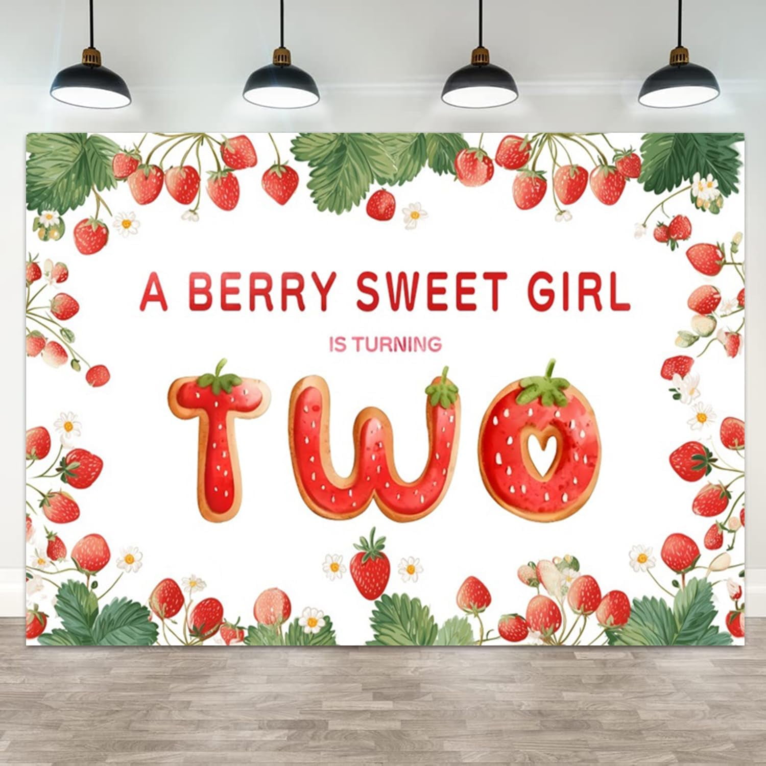 A Berry Sweet Girl Backdrop Two Year Old Birthday Strawberry Theme ...