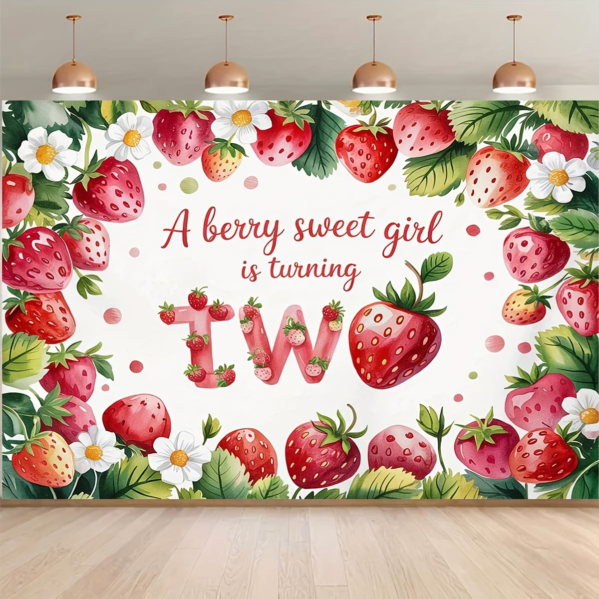 A Berry Sweet Girl is Turning Two Backdrop Cute Strawberry 2nd Birthday ...