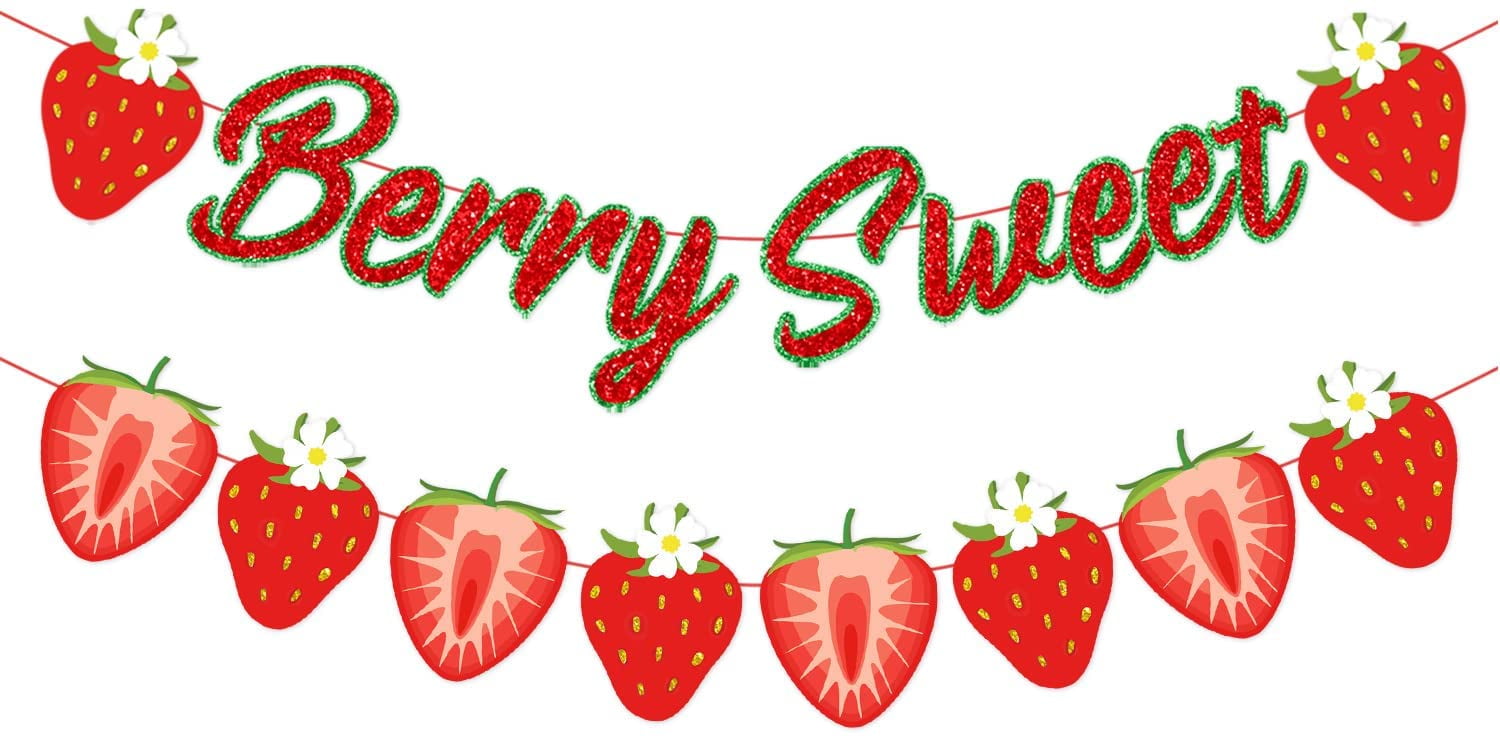 Berry Sweet Strawberry Theme Baby Shower Decor - Banner and Garland for ...
