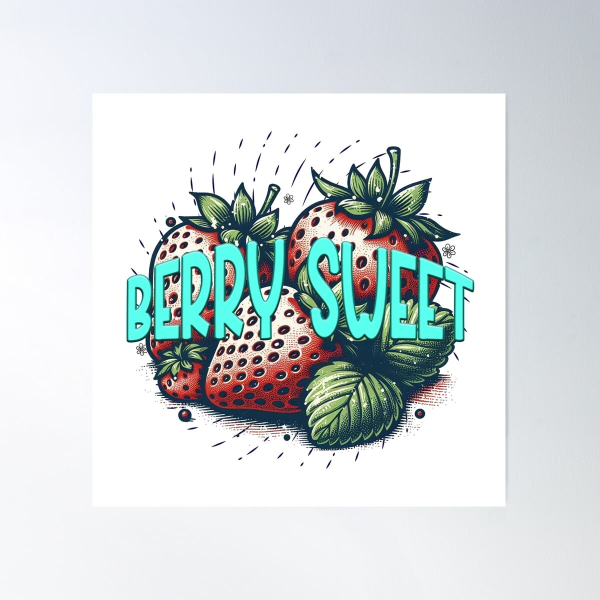 Berry Sweet Strawberries Retro Poster Wall Art, Modern Wall Decor For ...