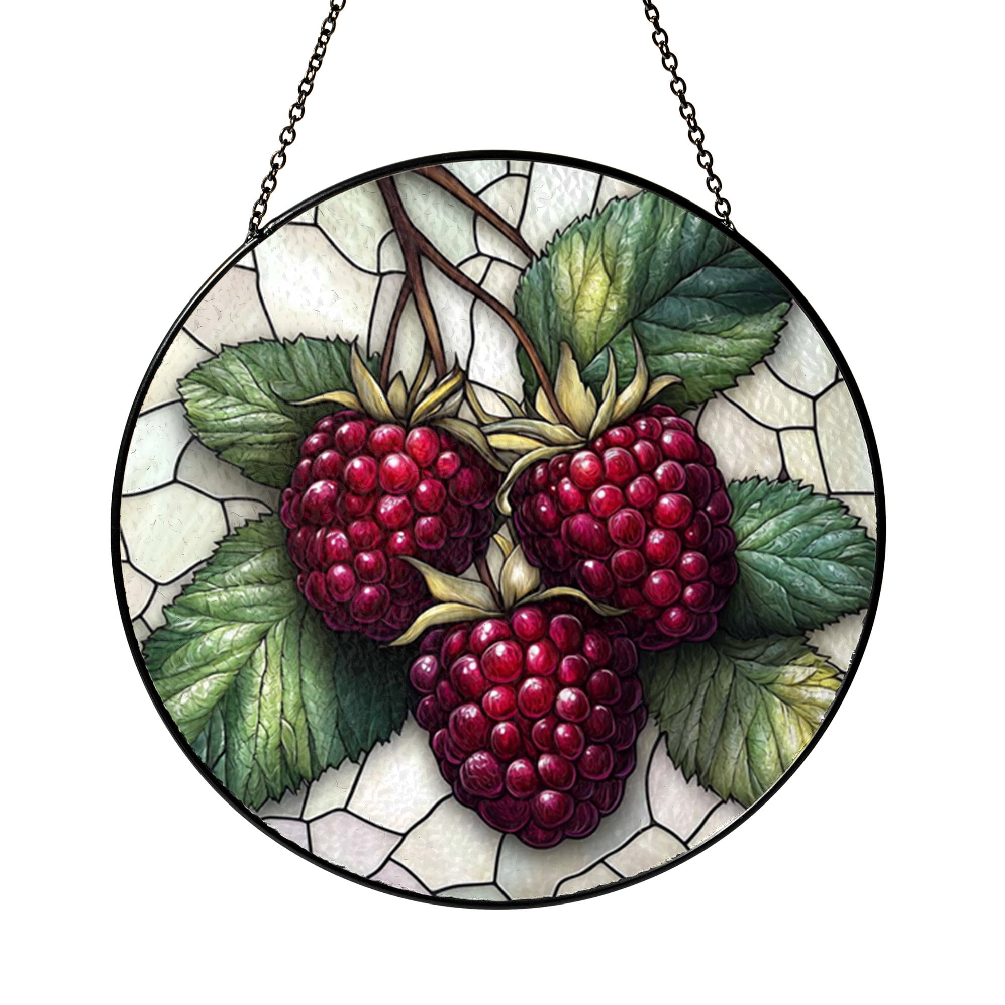 Berry Themed Raspberry Stained Glass Style Window Decor – Suncatcher ...