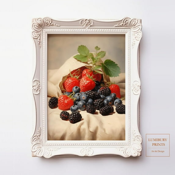 Berry Wall Art, Strawberry Deco Wall Art, Blackberry Print, Cottage ...