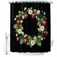 Berry Wreath Shower Curtain for Bathroom, Red Strawberry White Floral ...