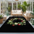 Berry Wreath Washable Area Rugs 3'x5', Red Strawberry White Floral ...