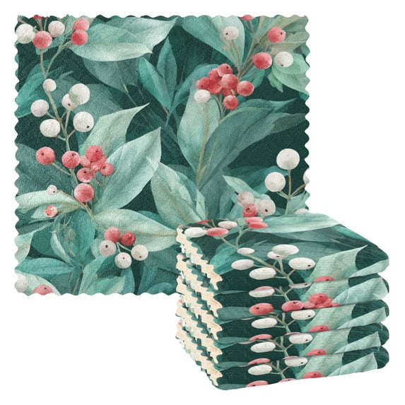 Berry-green Bushes Kitchen Cloth Dish Towels for Drying Washing ...
