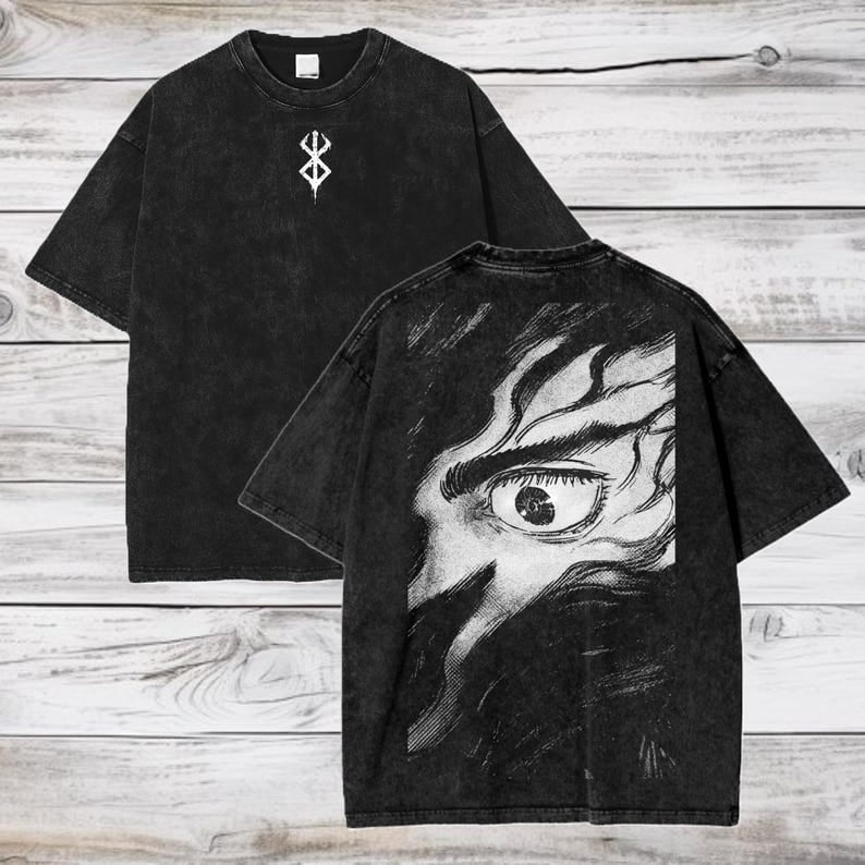 Berserk Anime Acid Wash Oversize T-Shirt Guts Anime Tee Gift For Him ...