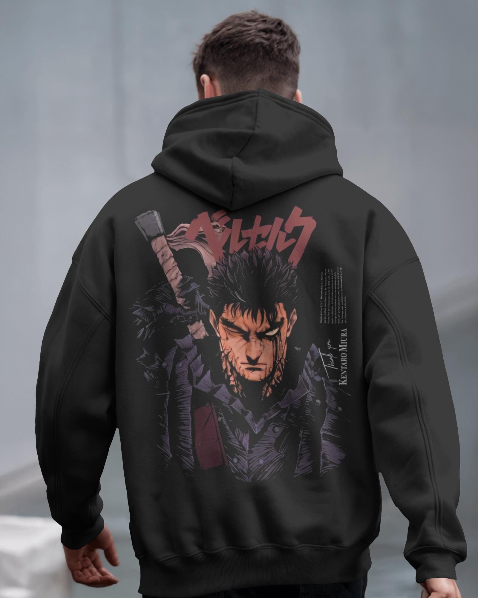 Berserk Anime Acid Washed Oversize Hoodie Guts Anime Hoodie Gift For ...