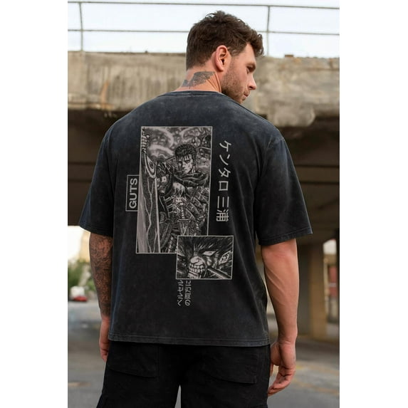 Berserk Anime Acid Washed Oversize T-Shirt Guts Anime Tee Gift For Him ...
