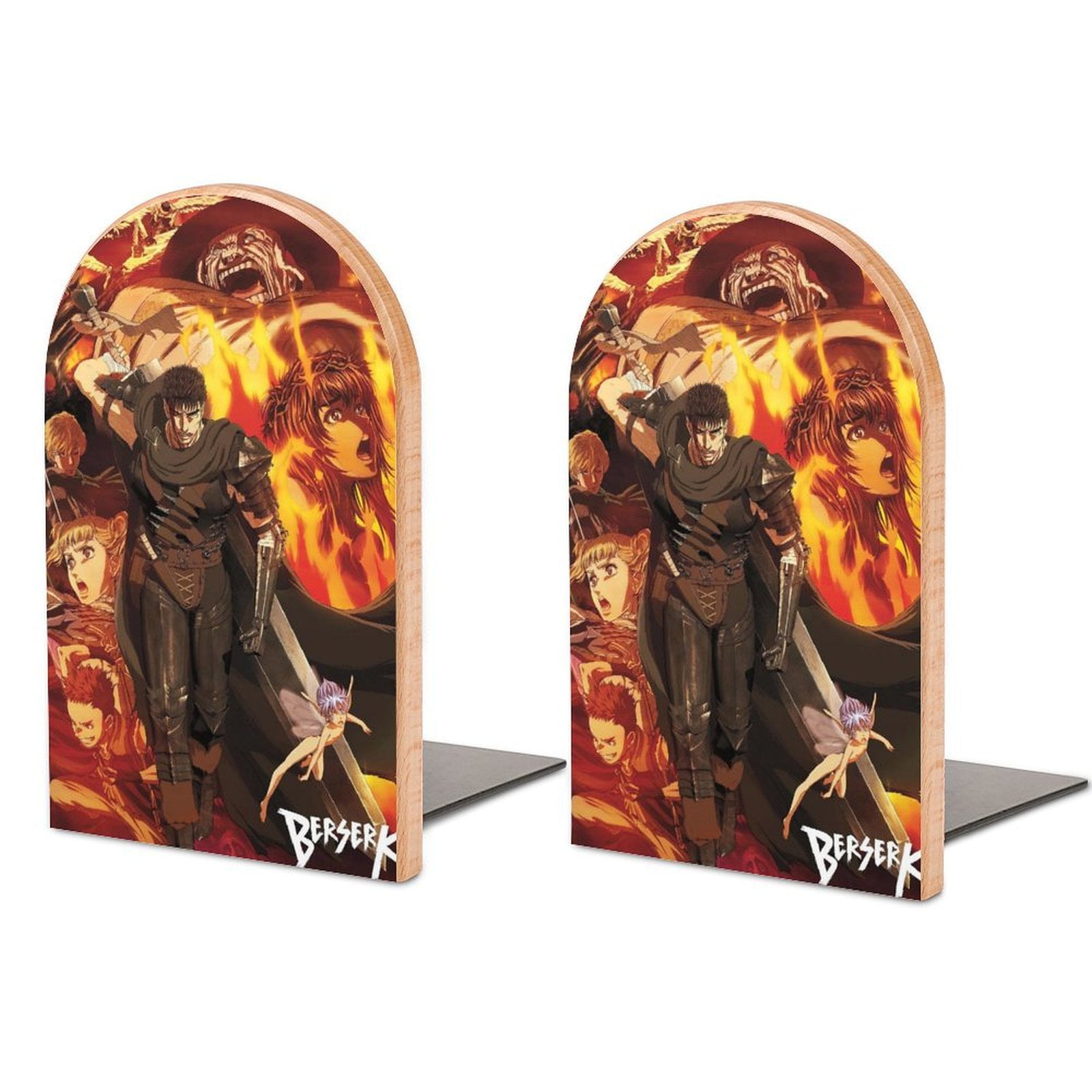 Berserk Anime Bookends Wood Book Divider Decor Shelves Non-Skid Book ...