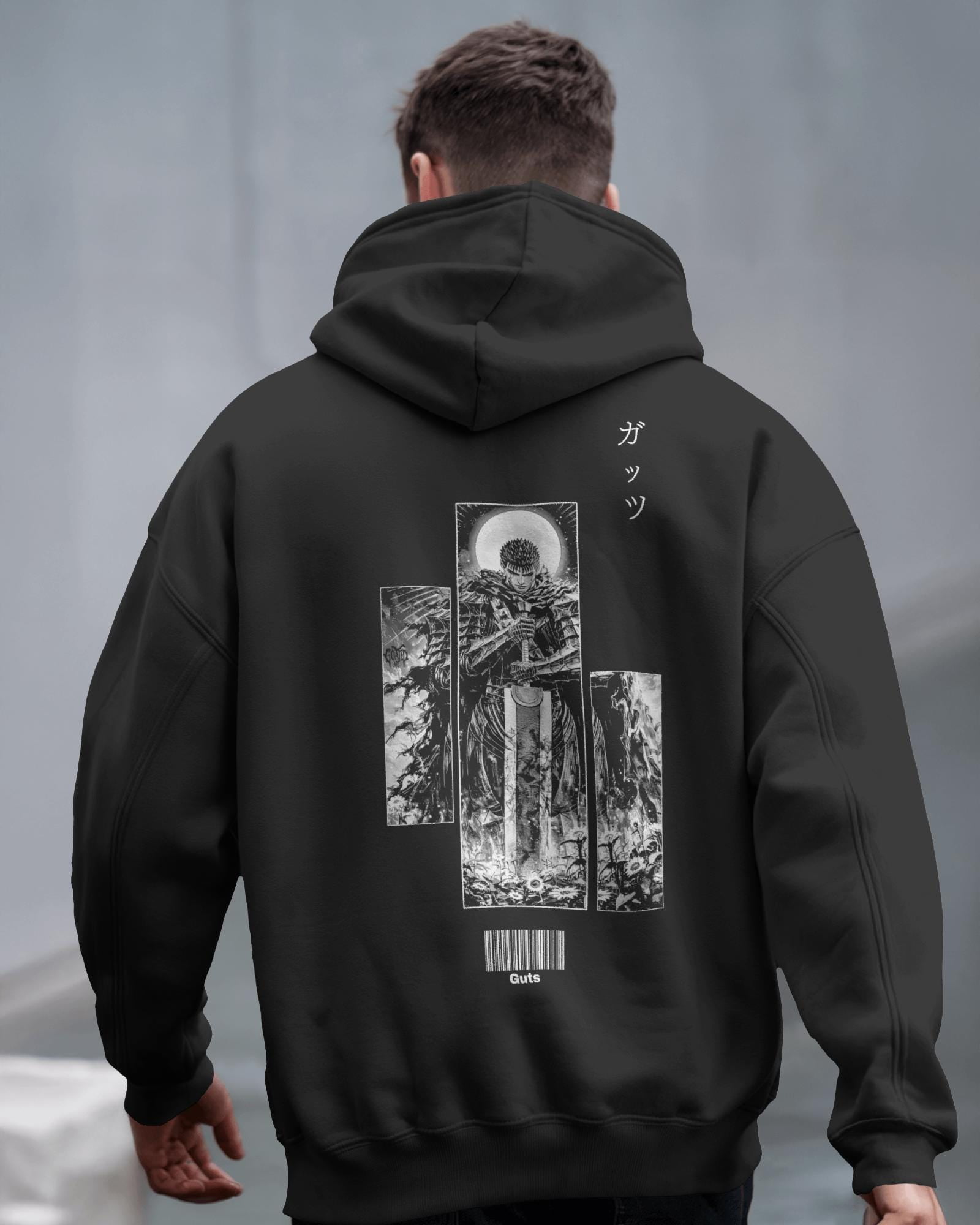 Berserk Anime Hoodie, Guts Print, Snow Washed Cotton - Walmart.com