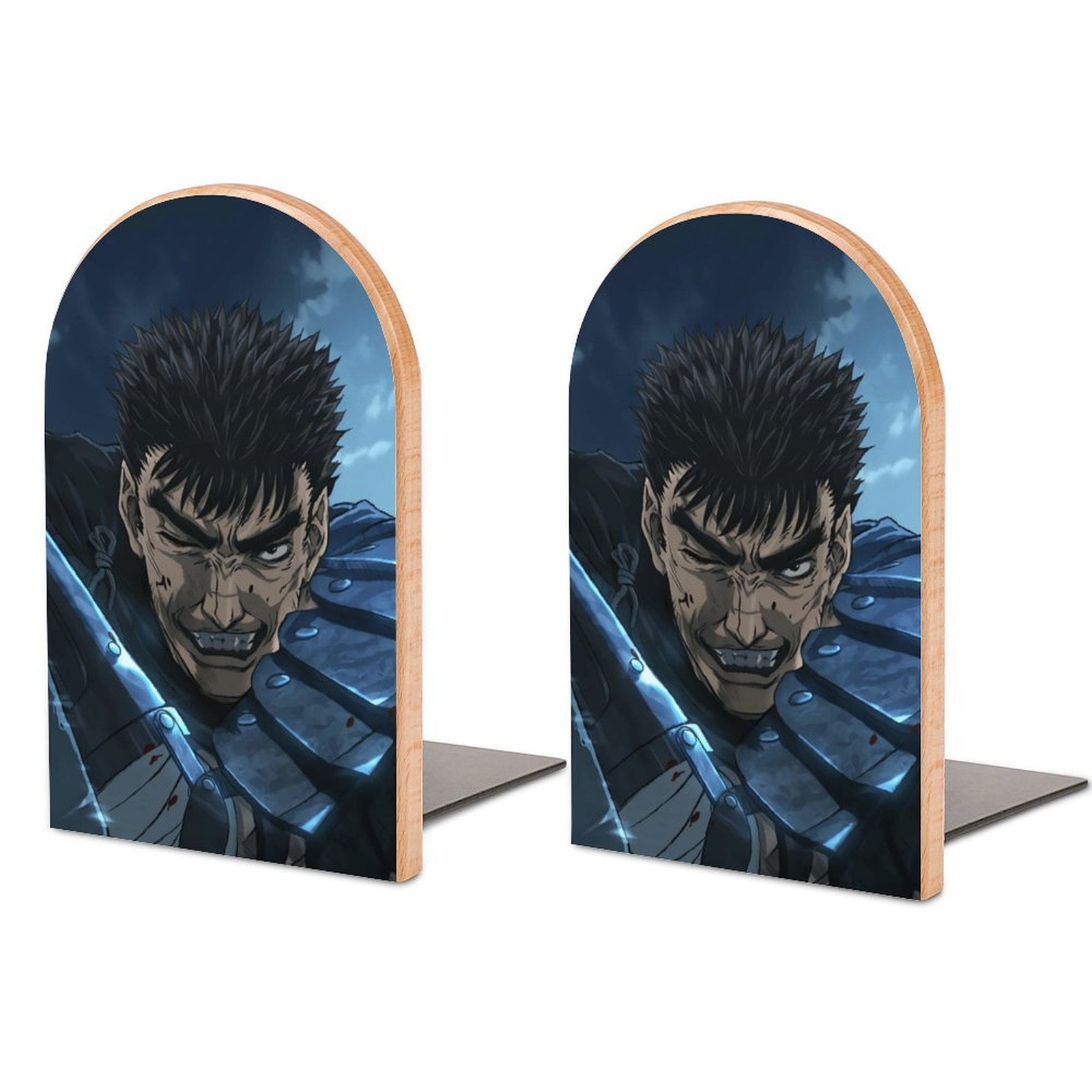 Berserk Bookends Wood Book Divider Decor Shelves Non-Skid Book Stand 2 ...
