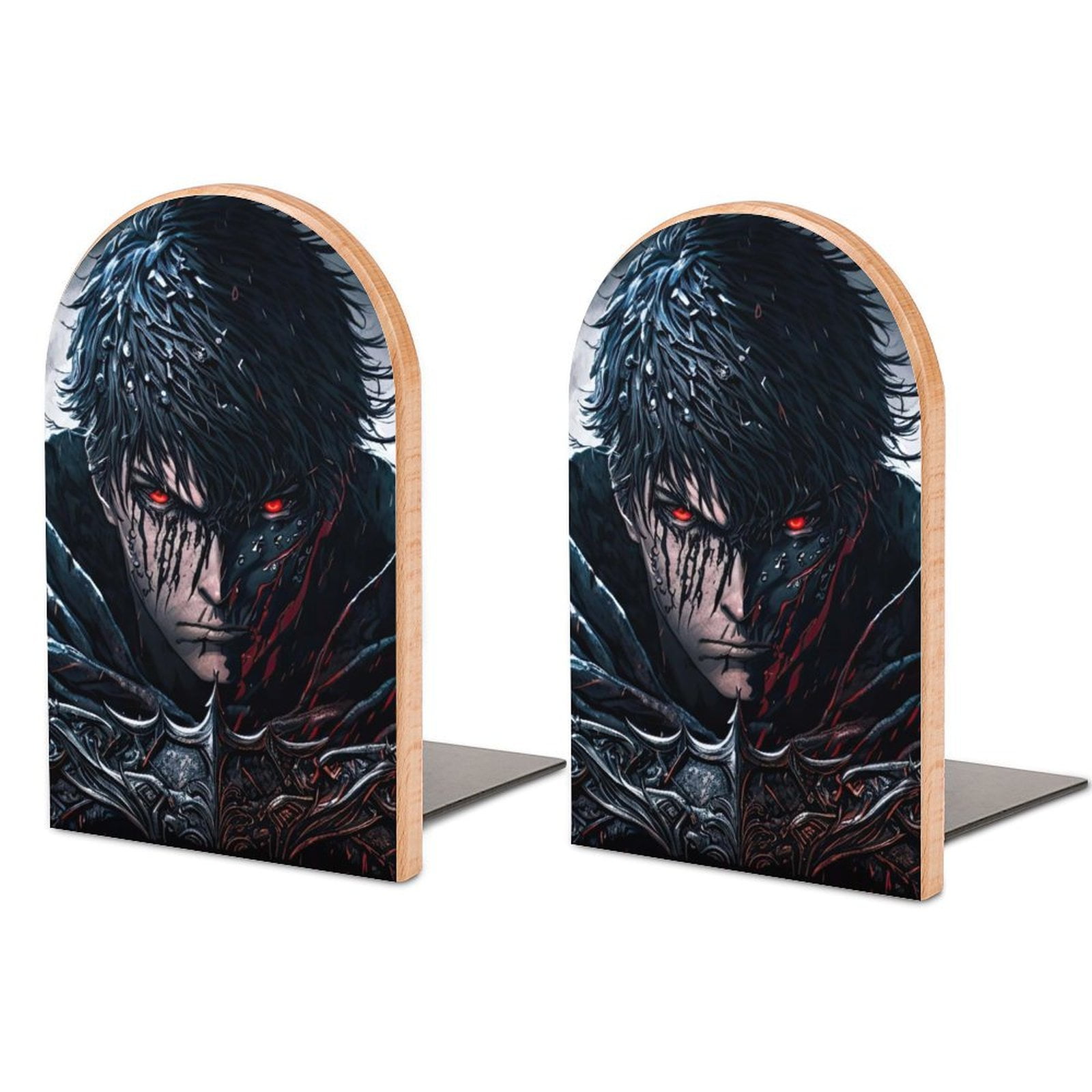 Berserk Bookends Wood Book Divider Decor Shelves Non-Skid Book Stand 2 ...