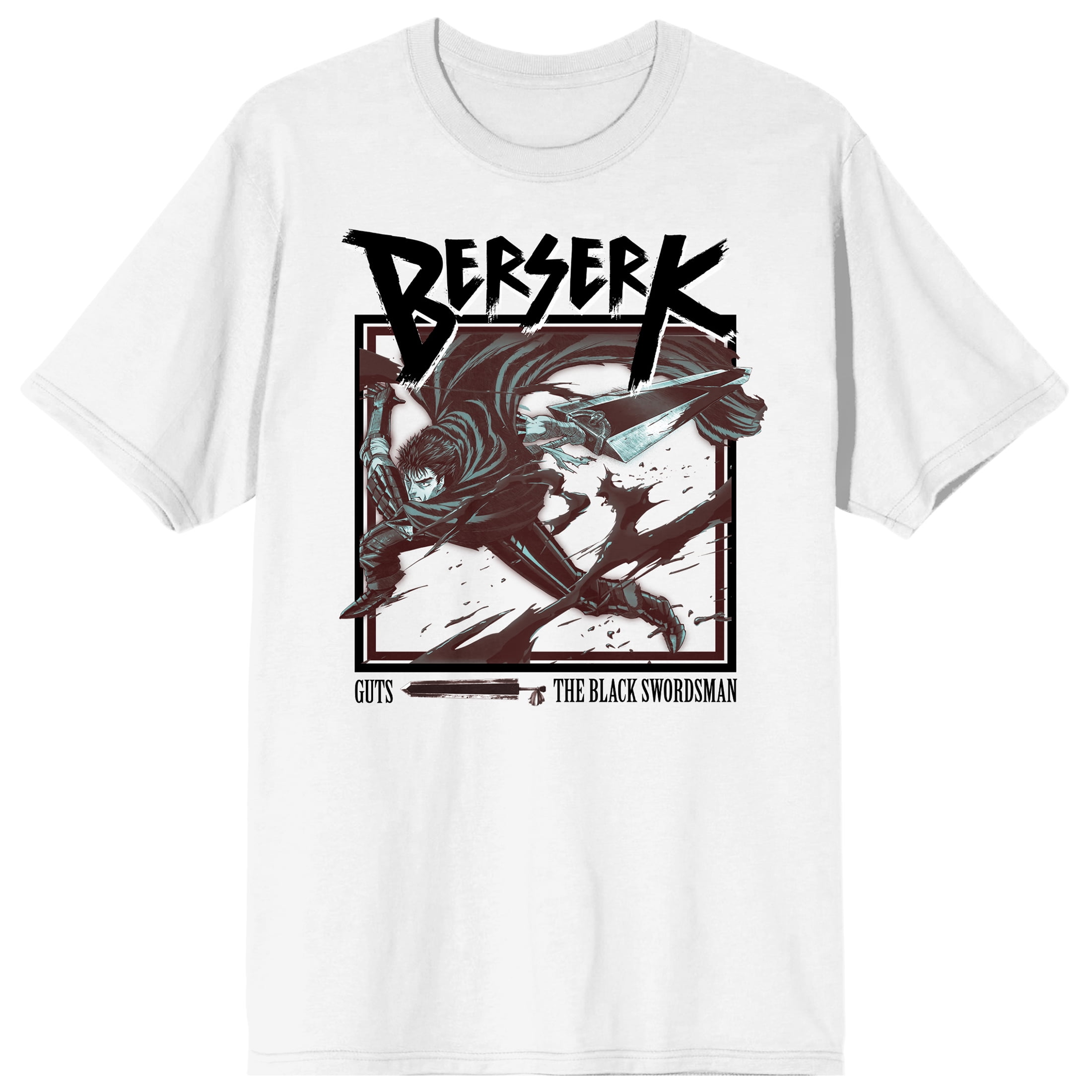 Berserk Guts Blood Splatter Logo Adult White Crew Neck Short Sleeve T ...