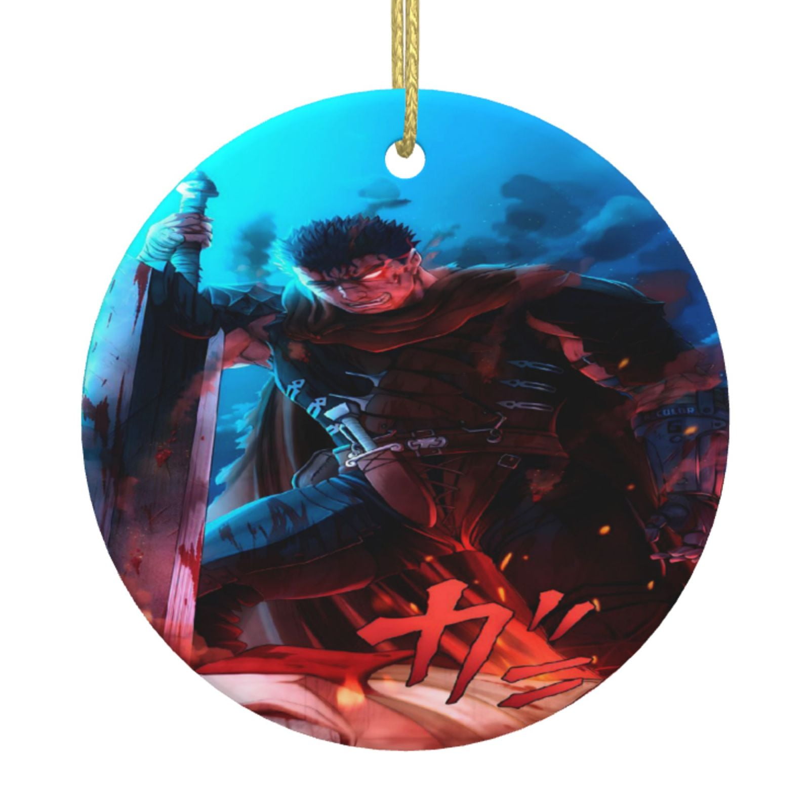 Berserk Round Ceramic Pendant Christmas Decoration Holiday with Gold ...