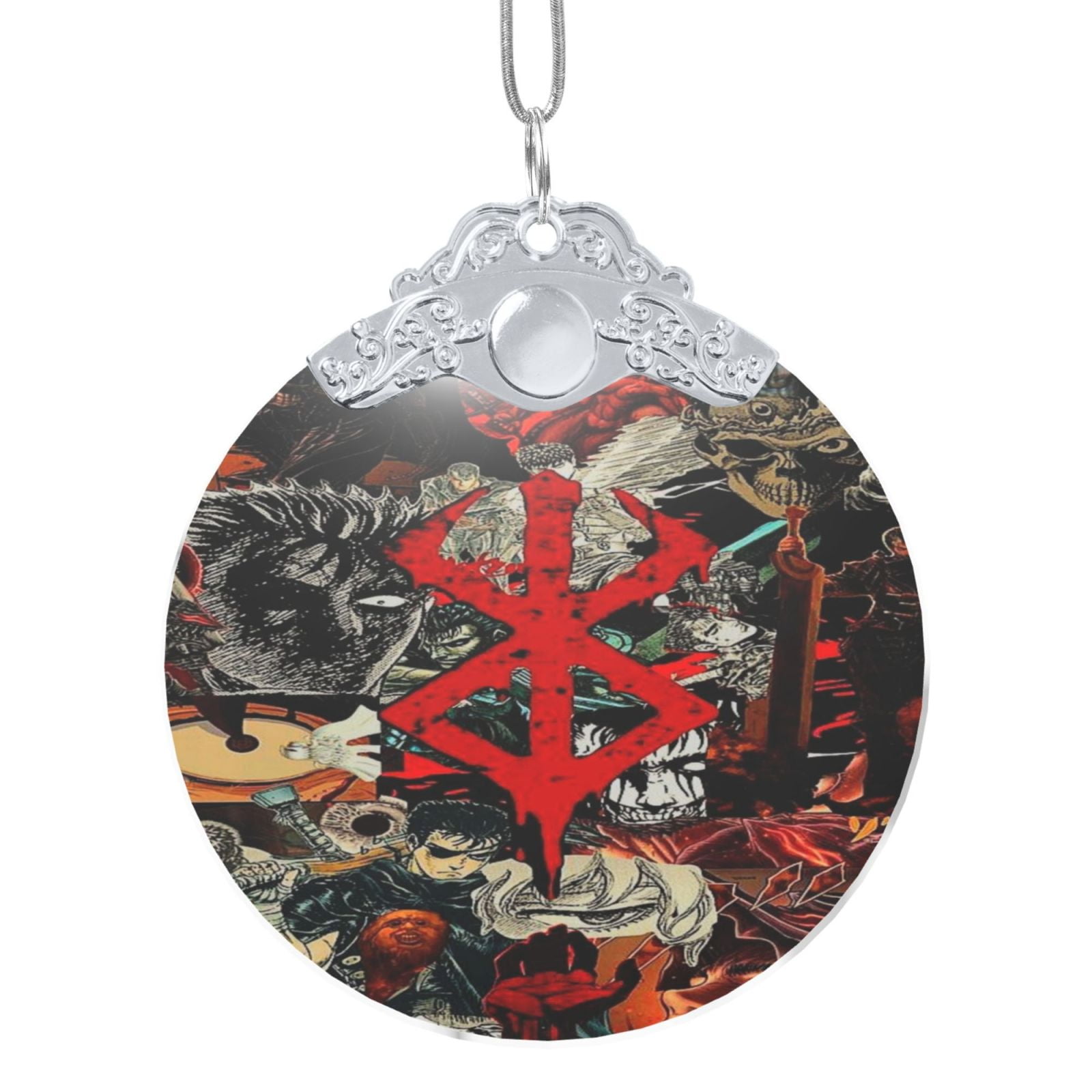 Berserk Round Glass Pendant Christmas Decoration Holiday with Gold Wire ...
