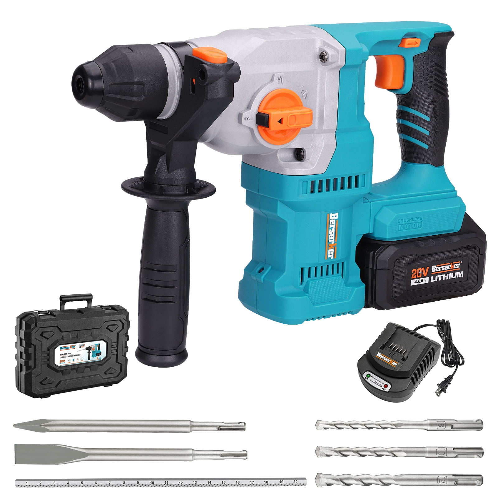 Berserker 20V Cordless SDS-Plus Rotary Hammer - Brushless Motor, 4.0Ah ...