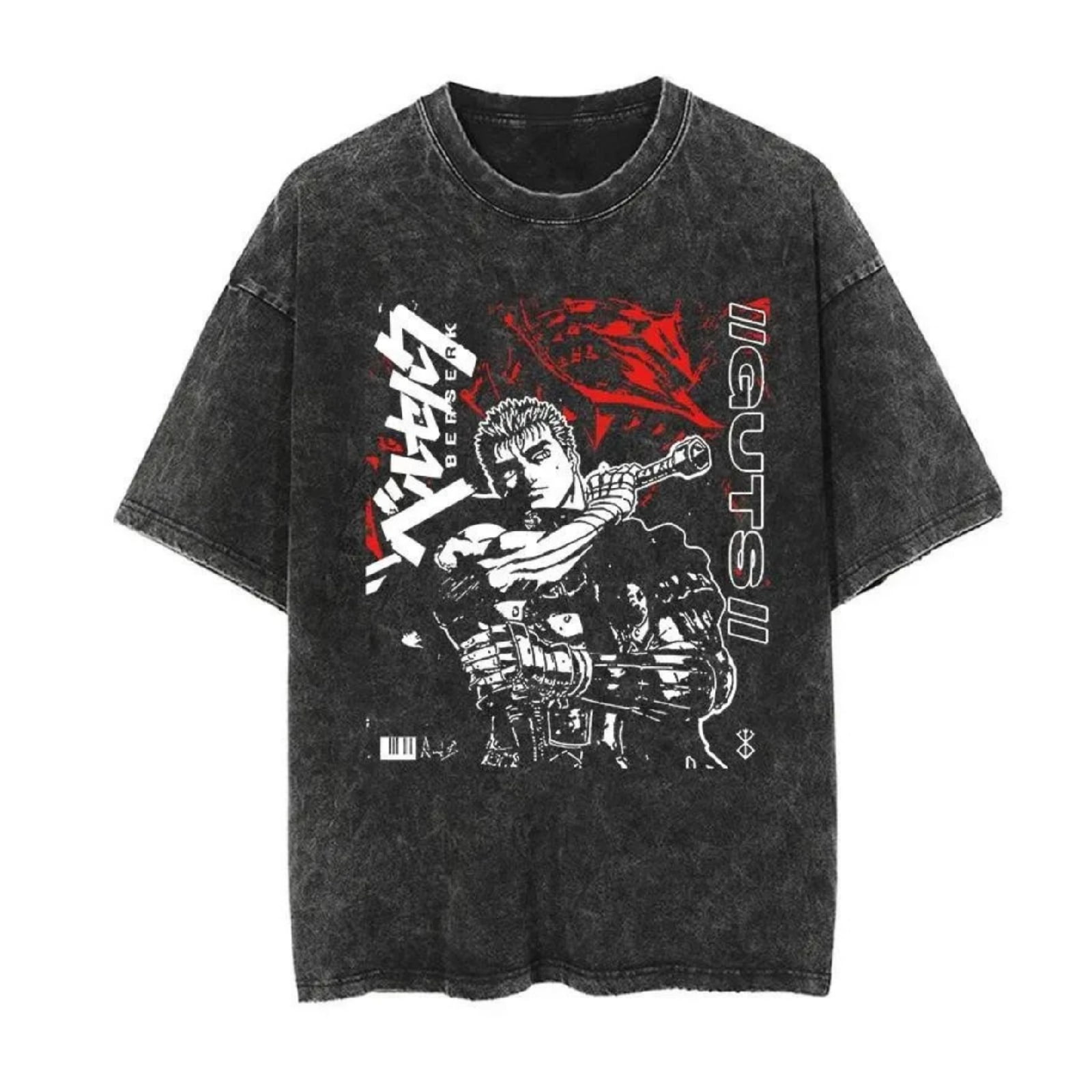Berserker T-Shirt Guts Casca Griffith Anime Merch Washed Short Sleeve ...
