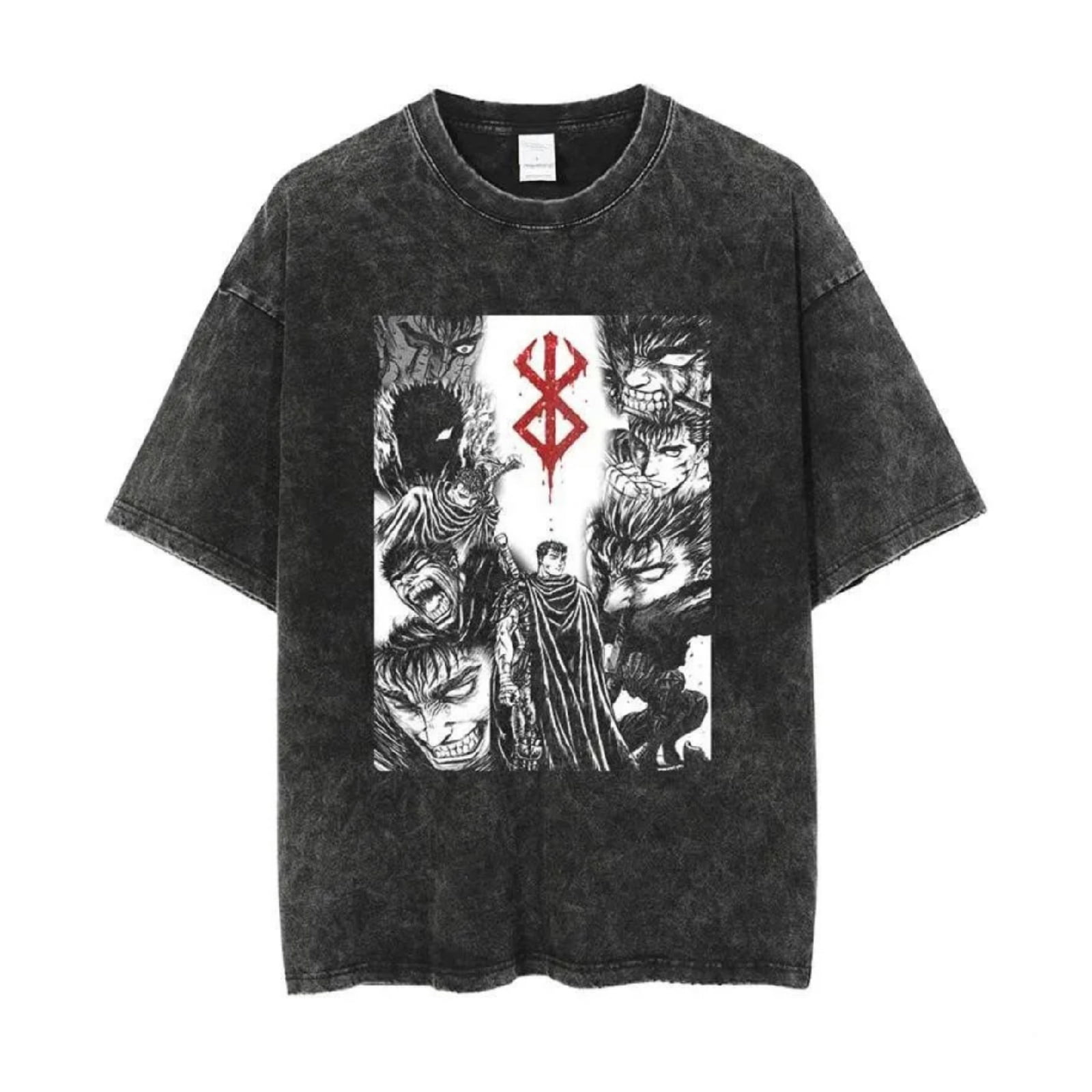 Berserker T-Shirt Guts Casca Griffith Anime Merch Washed Short Sleeve ...