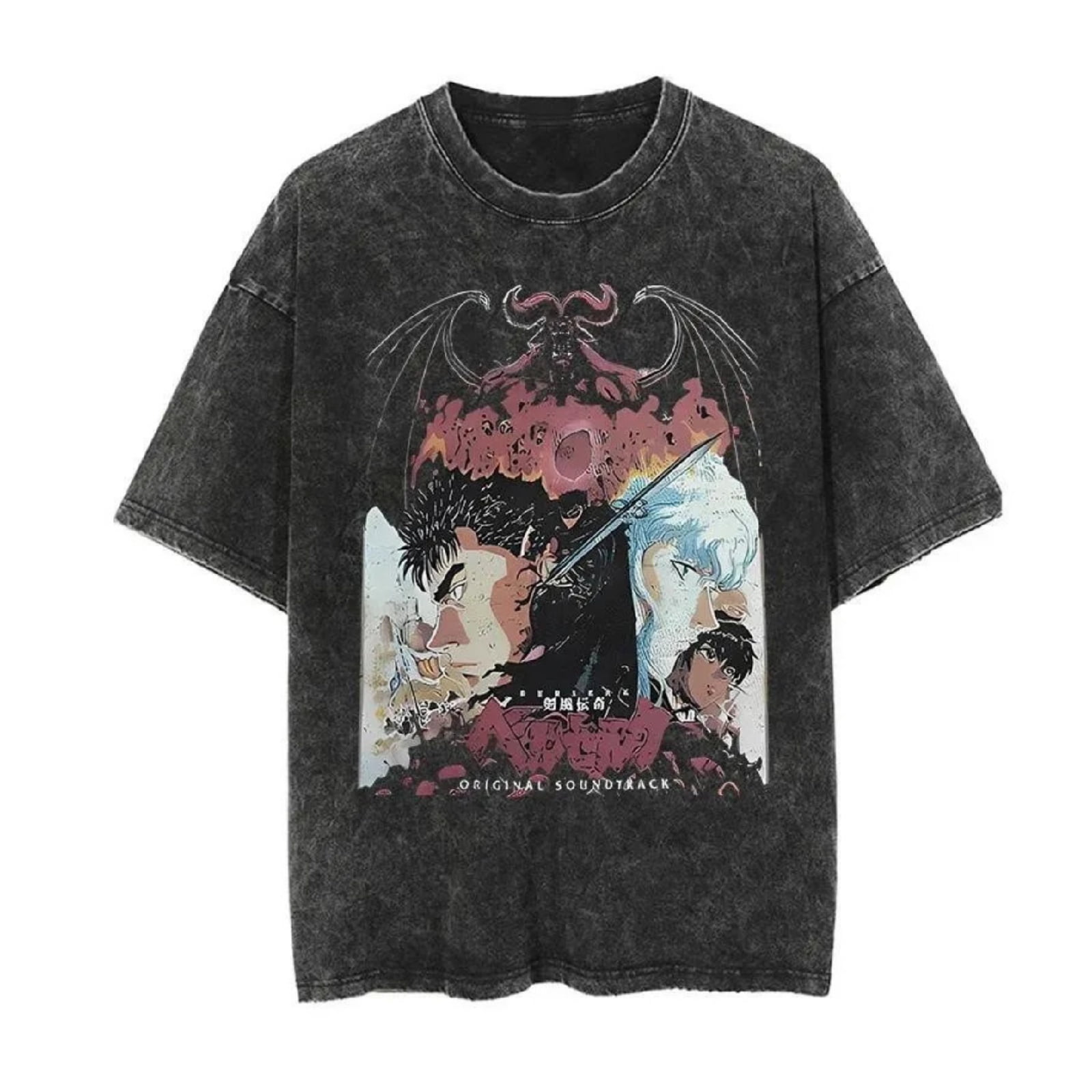 Berserker T-Shirt Guts Casca Griffith Anime Merch Washed Short Sleeve ...