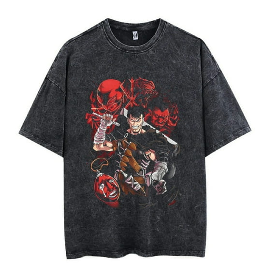 Berserker T-Shirt Guts Griffith Casca Short Sleeve Washed Tees Shirts ...